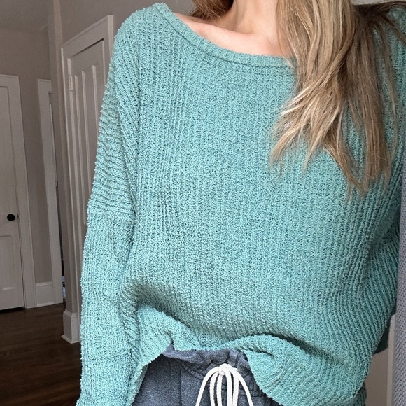 By Together | Sweaters | Textured Teal Chunky Sweater L | Poshmark